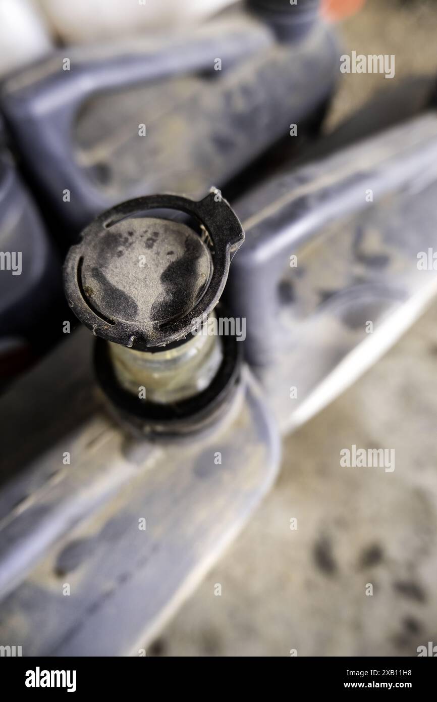 Detail of dirty and used oil, pollution and destruction of the ...