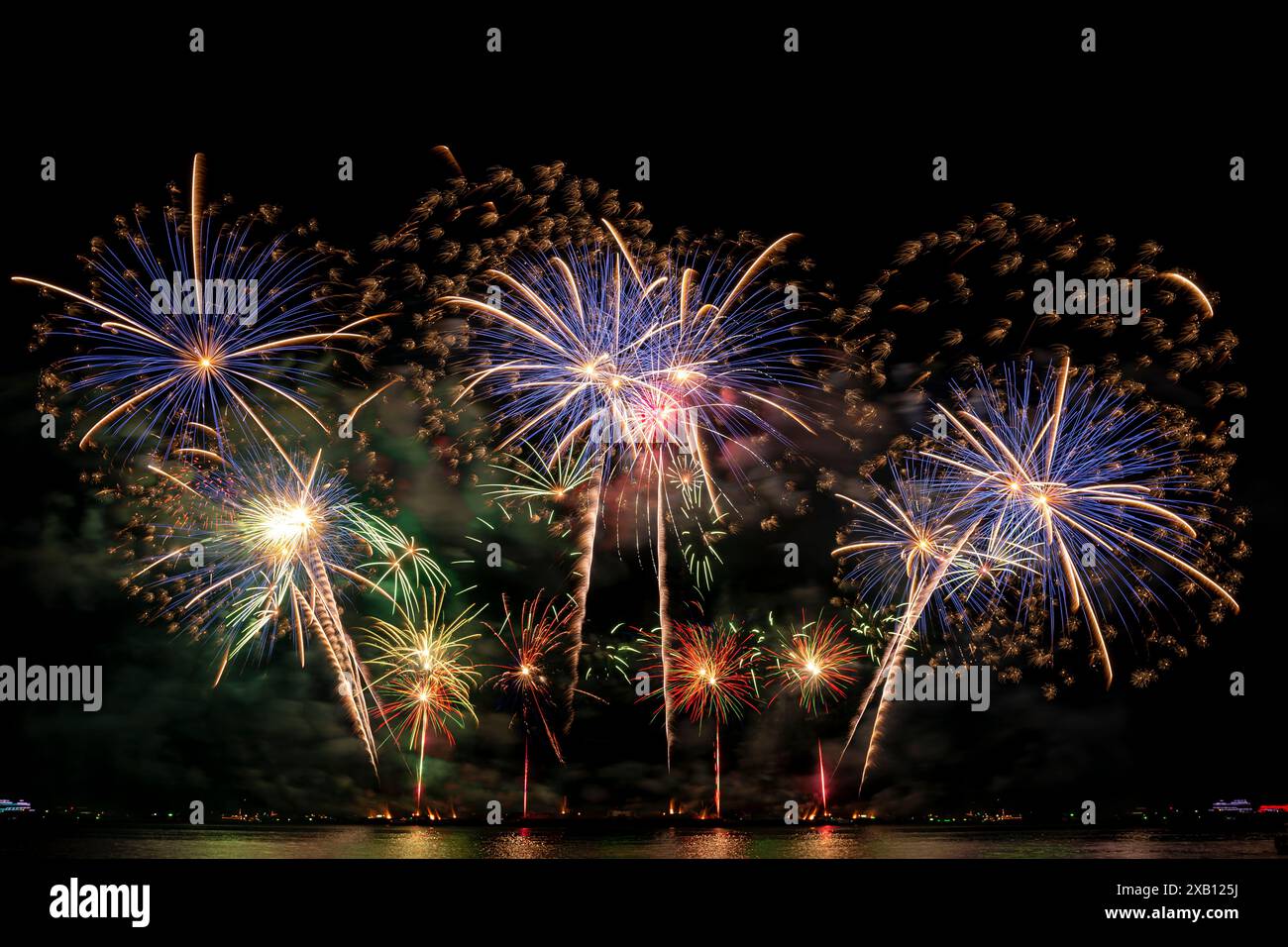 Real Fireworks display celebration, Colorful New Year Firework Stock ...