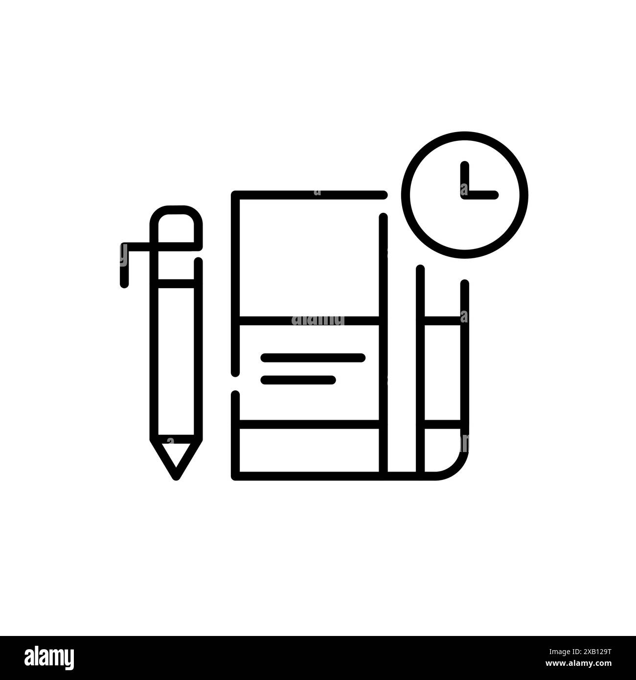 Daily planner book, clock and pen. Productive planning, timelines to ...