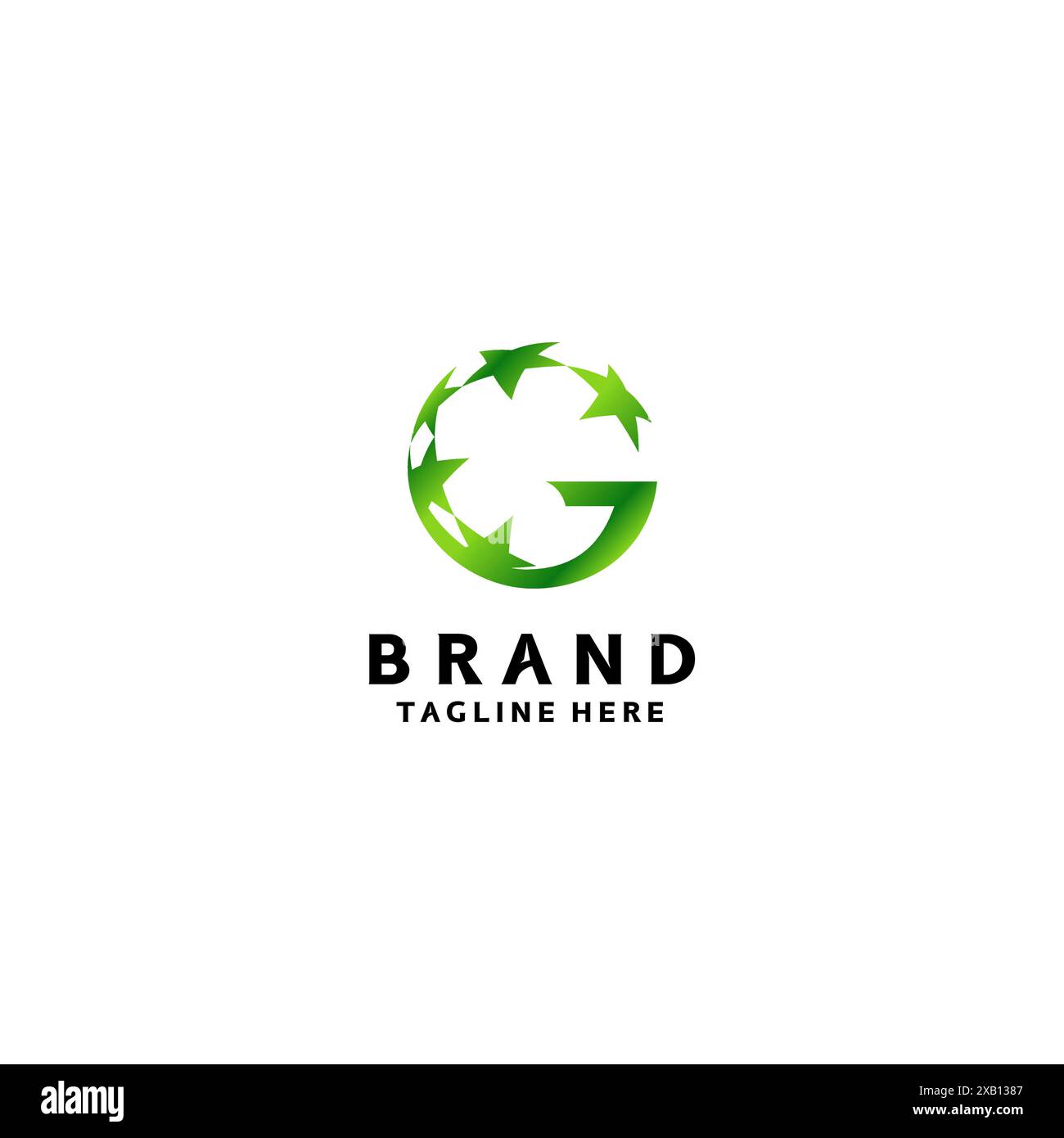 Green Letter G With Accents Of Stars Logo Design. The Letter G From The ...