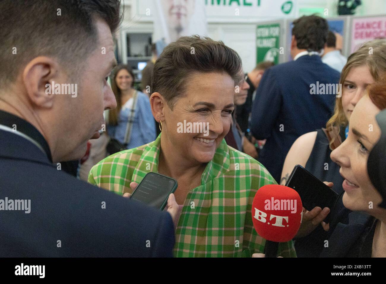 Chairwoman of the Green Left Pia Olsen Dyhr meets the press during an ...