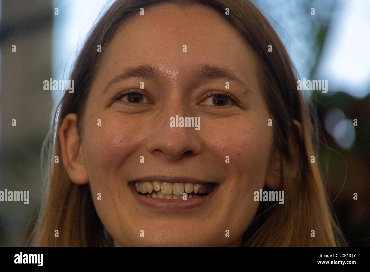 The lead candidate for Green Left Kira Marie Peter-Hansen gives a ...