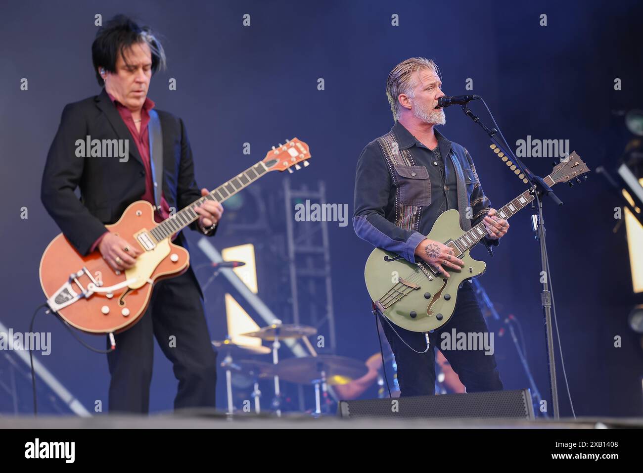 Nuremberg, Germany. 09th June, 2024. Singer and guitarist Josh Homme (r ...