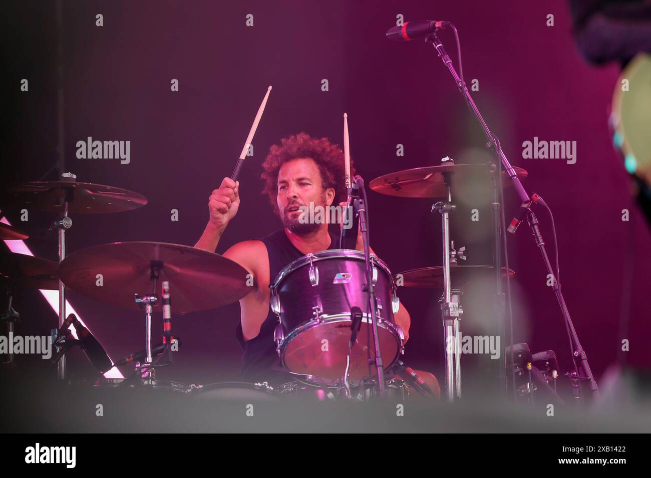 Nuremberg, Germany. 09th June, 2024. Drummer Jon Theodore performs at ...