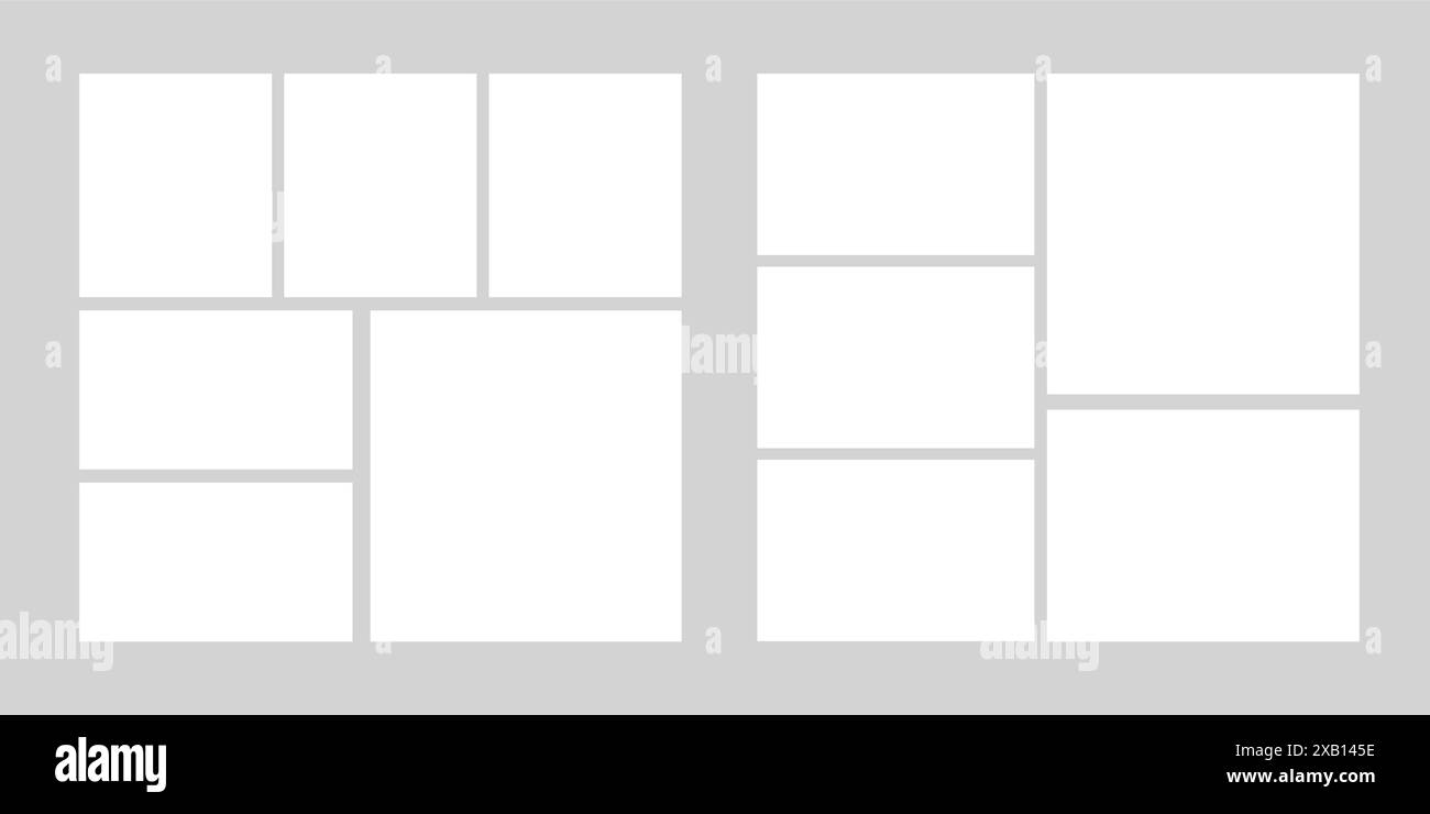 Photo grid collage frames template, moodboad layout, mosaic border ...