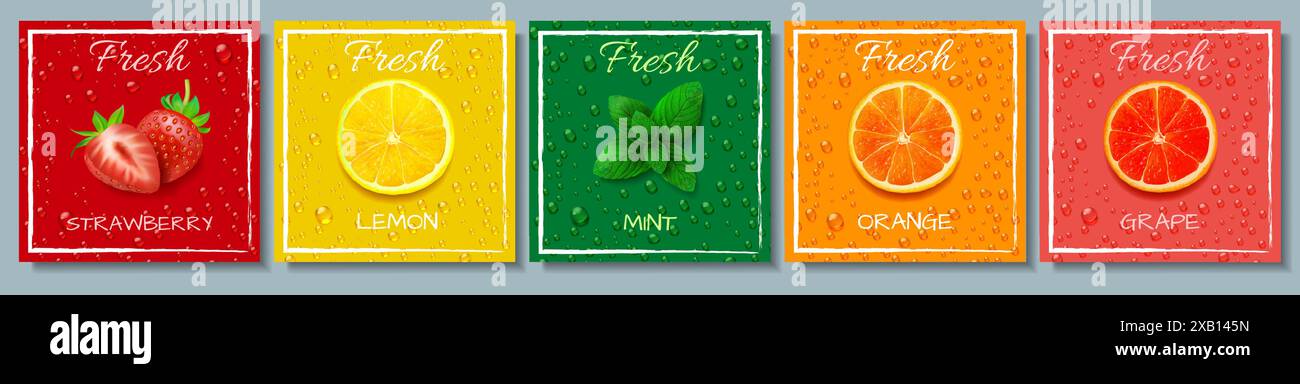 Drink background. Beverage tastes. Food stickers design. Orange or ...