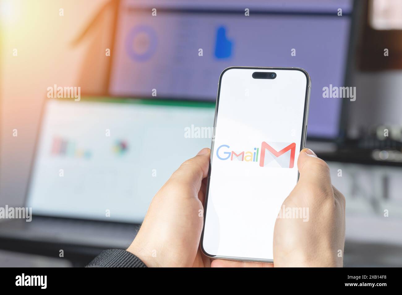 New York, USA - June 6, 2024: Gmail service on smartphone screen in ...