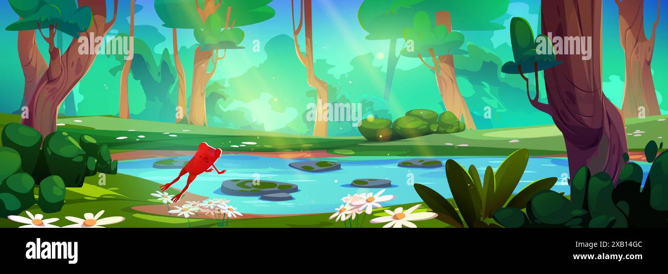 Toad on moss Stock Vector Images - Alamy