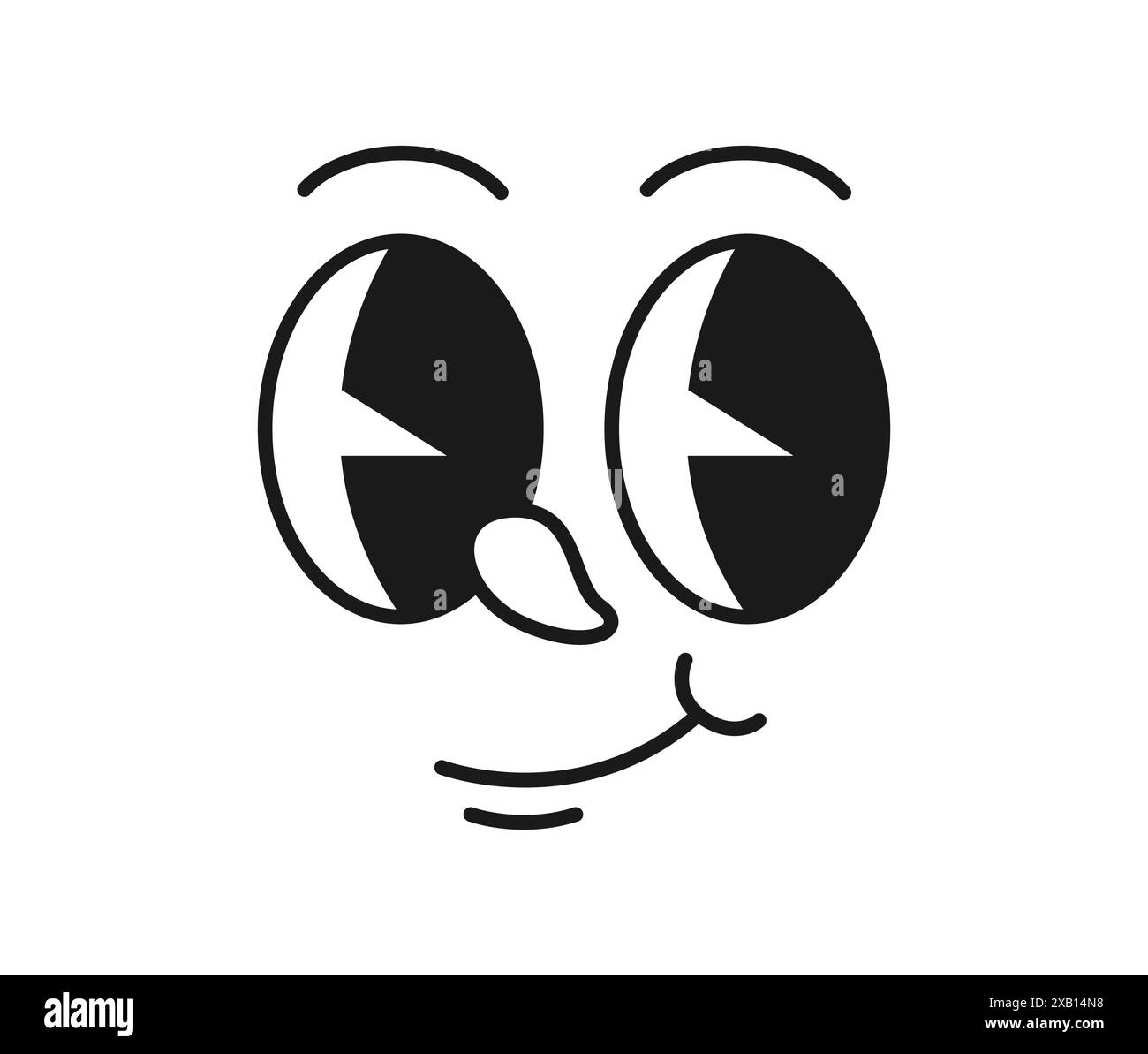 Cartoon Comic Groovy Face Funny Eye Emotion And Retro Cute Emoji