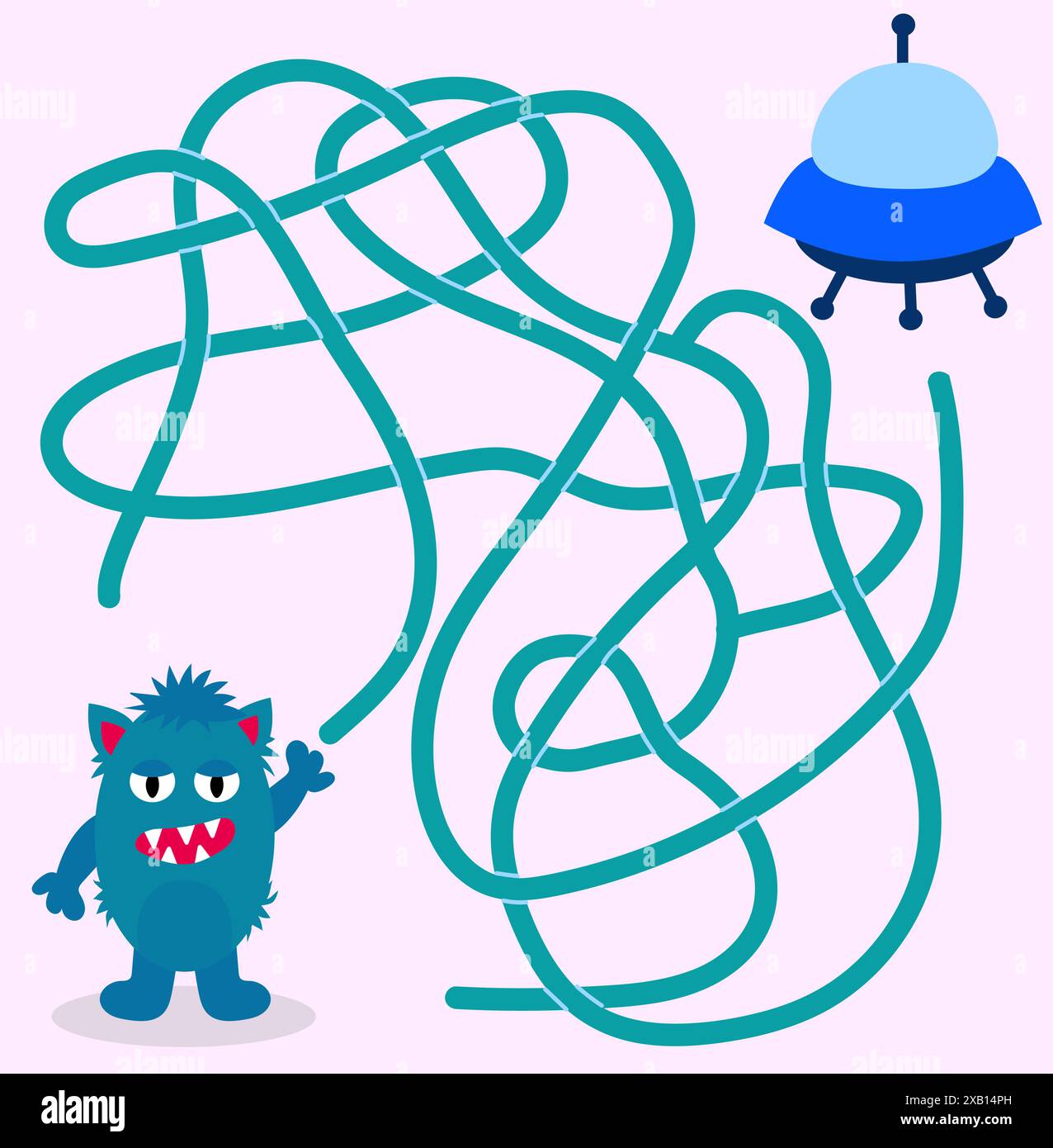 Help cute alien monster find path to UFO spaceship. Labyrinth. Maze ...