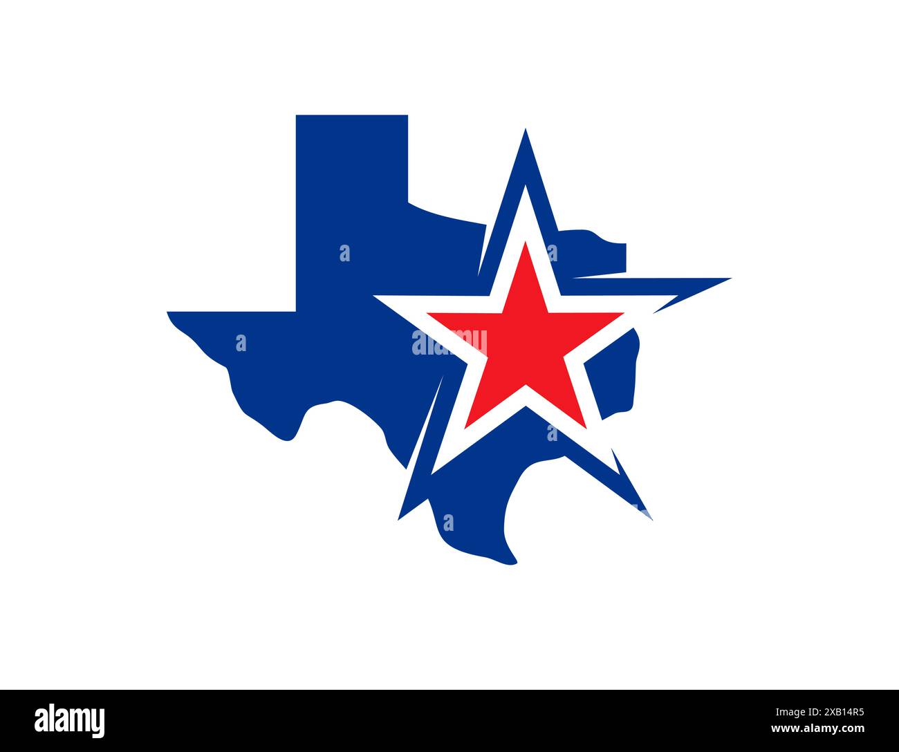 Texas state symbol, map icon, lone star with territory border in red ...