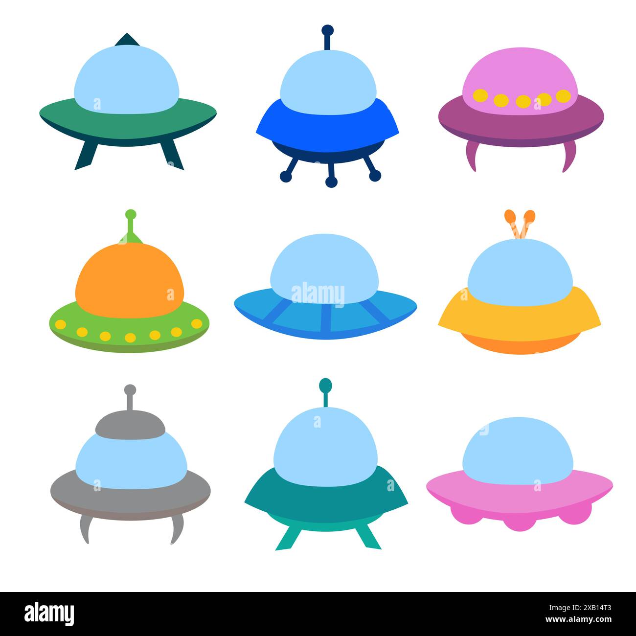 Spacecrafts and ufo vector set cartoon alien hi-res stock photography ...