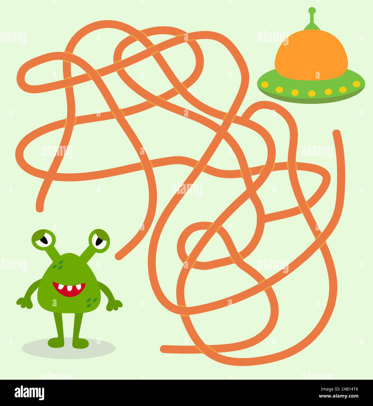 Help cute alien monster find path to UFO spaceship. Labyrinth. Maze ...