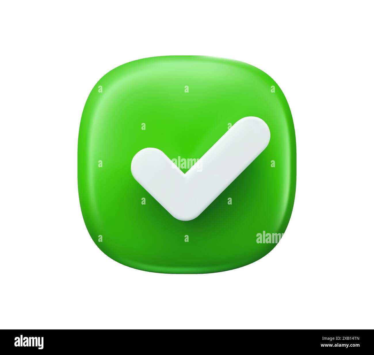 3d check icon, done mark or tick. Isolated vector realistic plastic ...