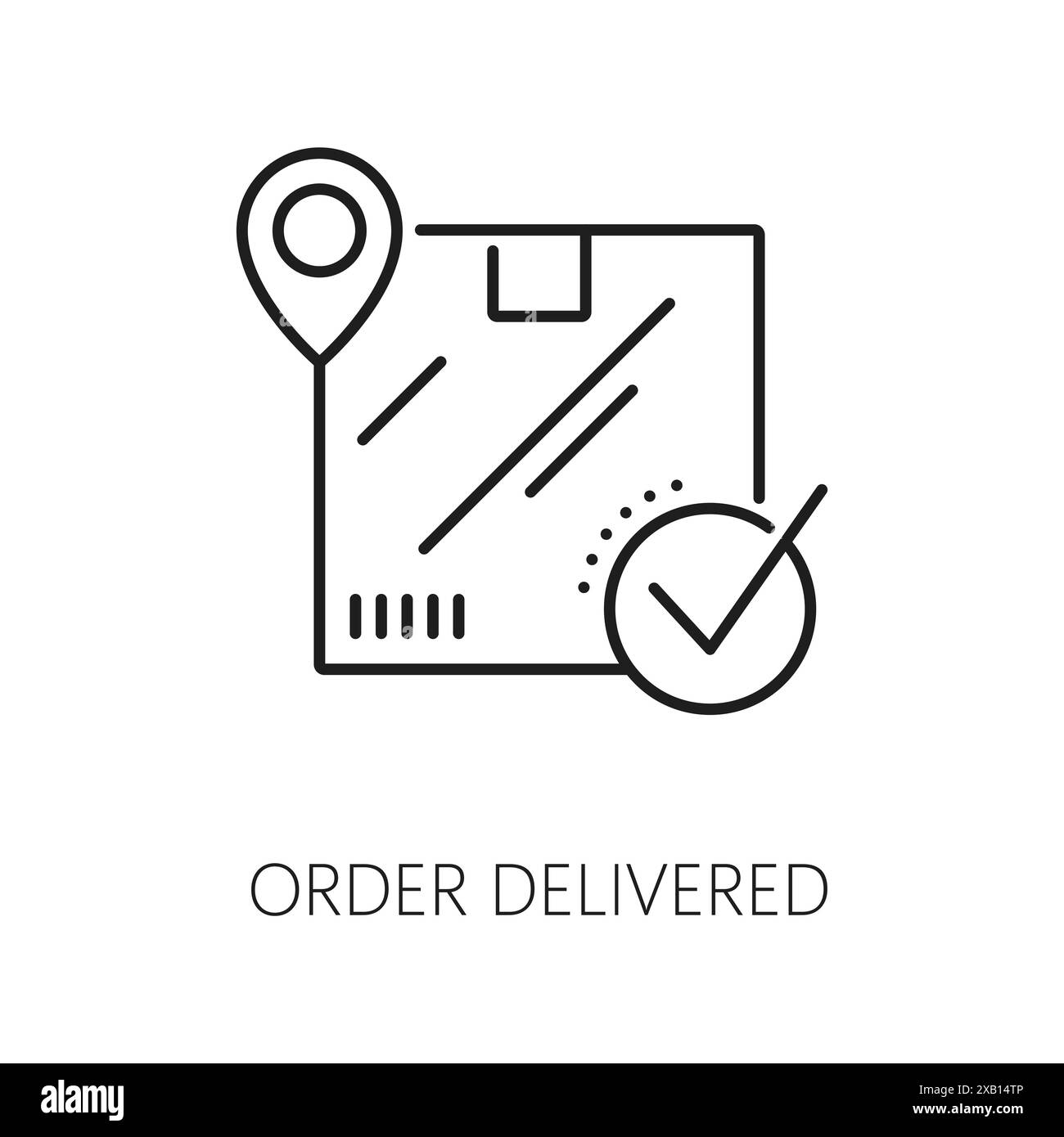 Order delivered line icon for logistics and parcel delivery service ...