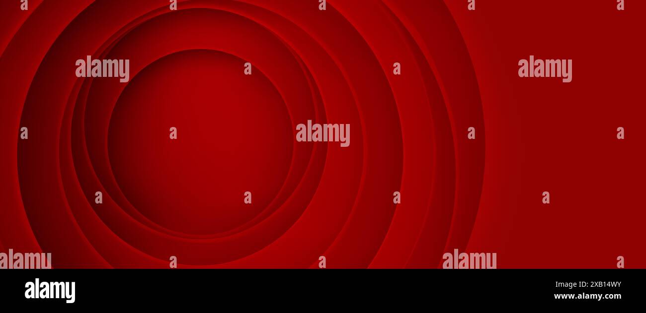 Lots of layers of circular red paper cutout. Realistic 3d vector ...