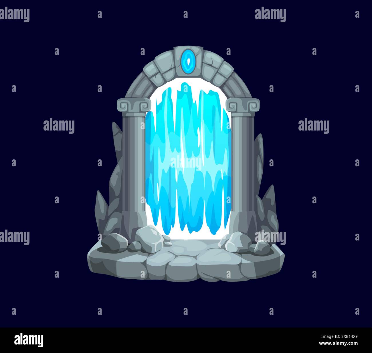 Fantasy fairytale game magic portal door. Cartoon vector enchanted ...