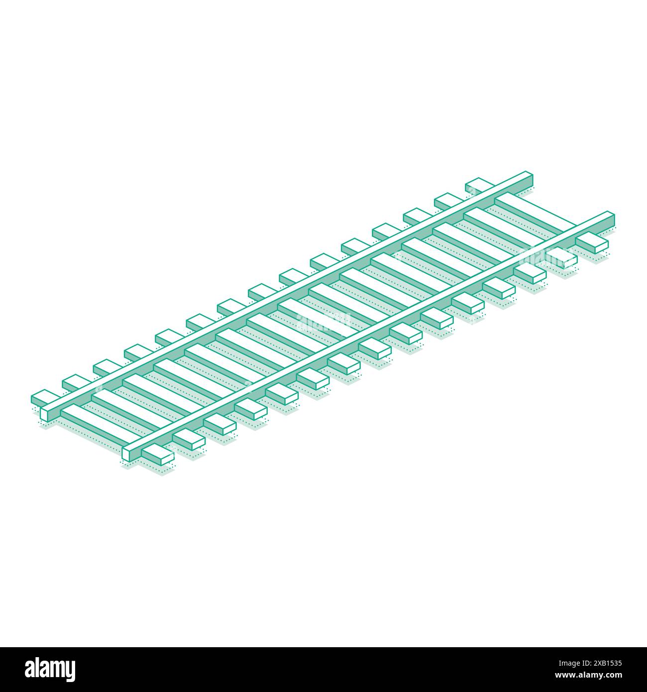 Railway track. Isometric object isolated on white background. Vector ...