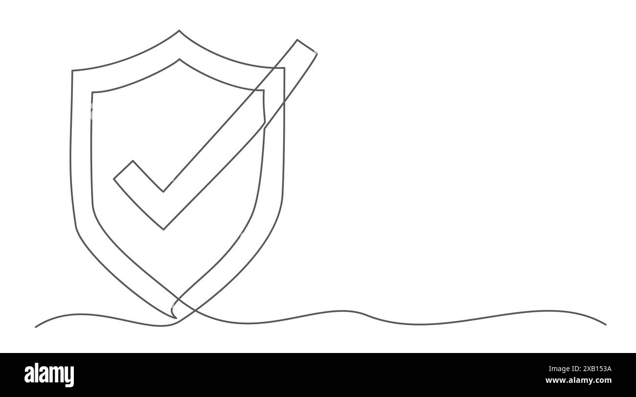 Shield One line drawing on white background Stock Vector Image & Art ...