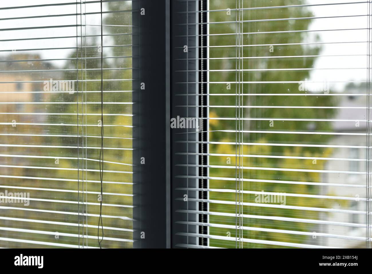 interior view of adjustable window curtain with sunshine from outside ...