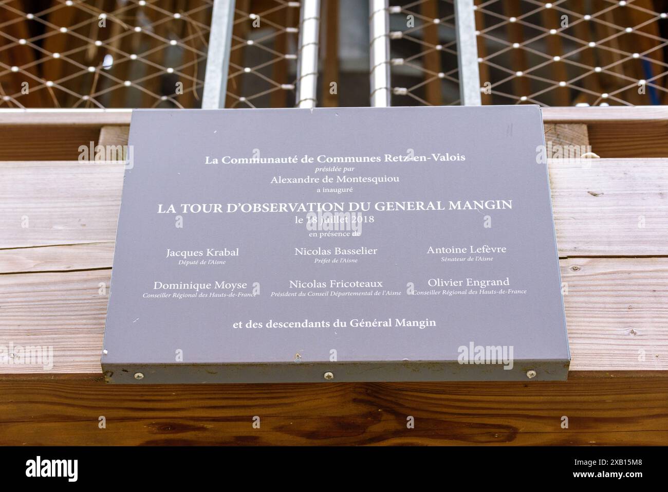 Information sign on General Mangin's observation tower Stock Photo - Alamy
