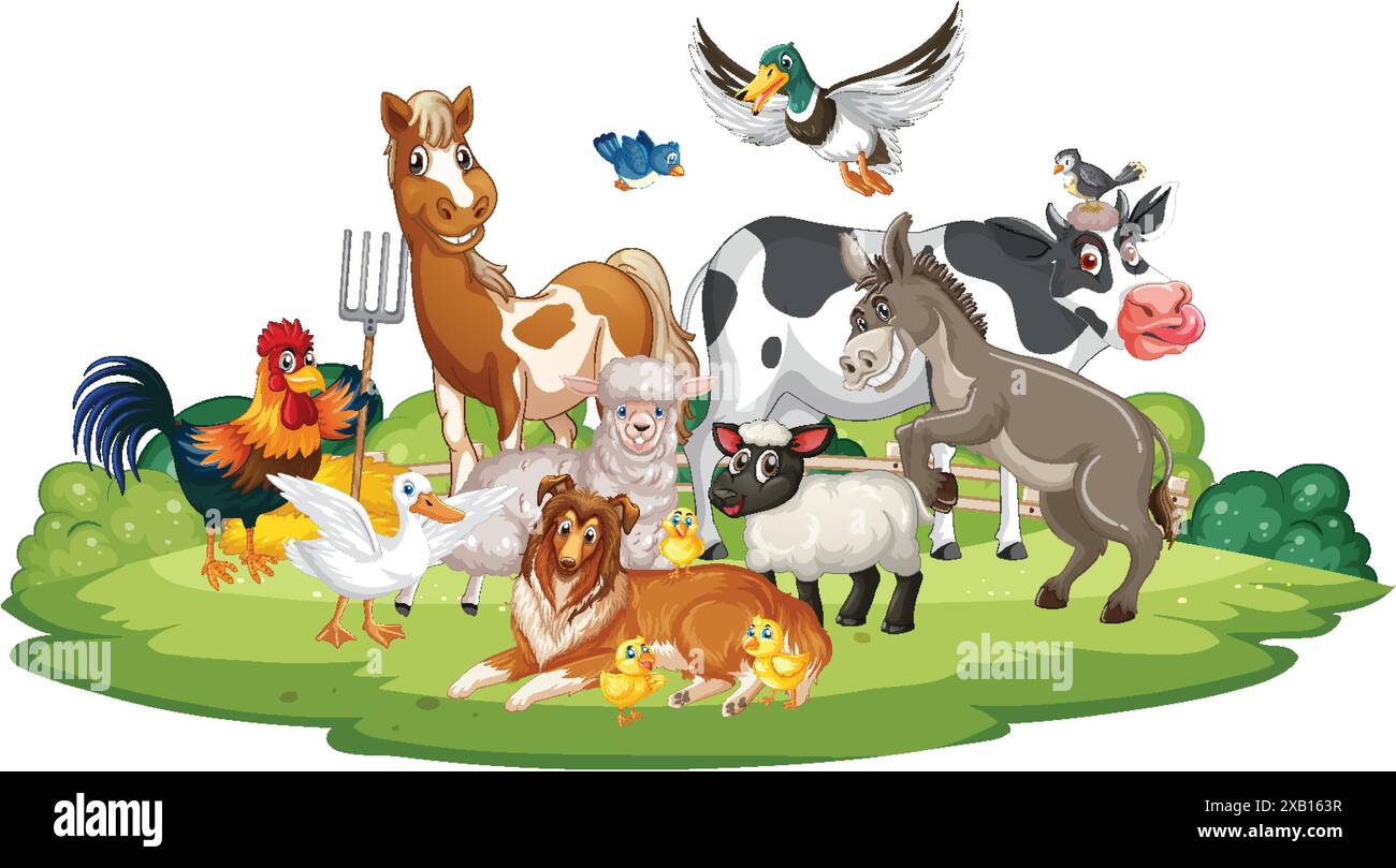 Farm animals together Stock Vector Images - Alamy