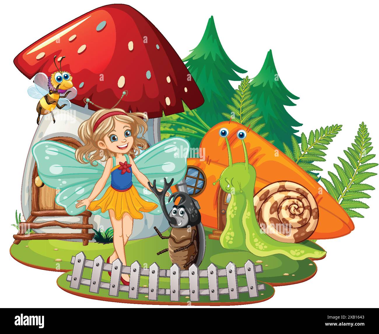 A fairy with insect and snail friends Stock Vector Image & Art - Alamy