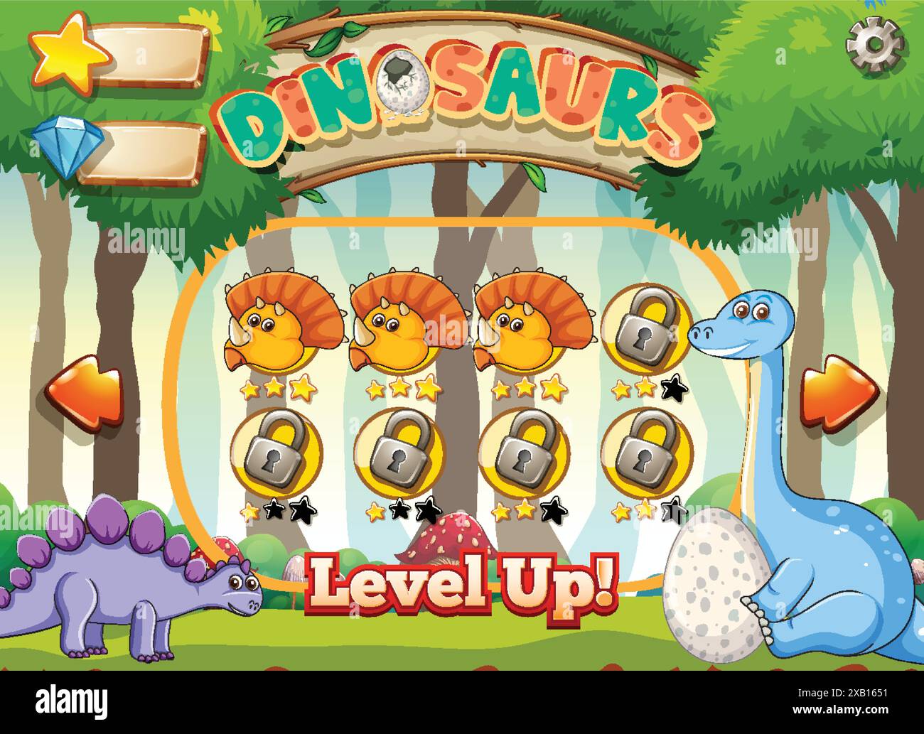 Colorful dinosaur game with level-up feature Stock Vector Image & Art ...