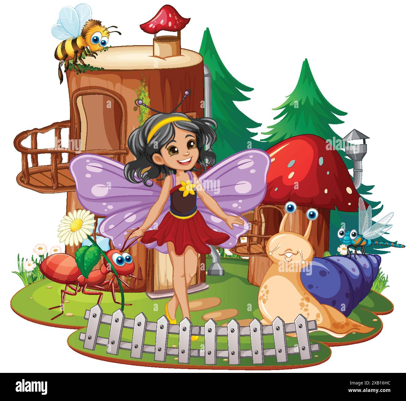 Fairy with insects in a whimsical forest Stock Vector Image & Art - Alamy