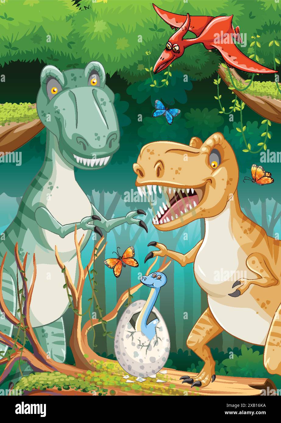 Prehistoric dinosaurs in lush Stock Vector Images - Alamy