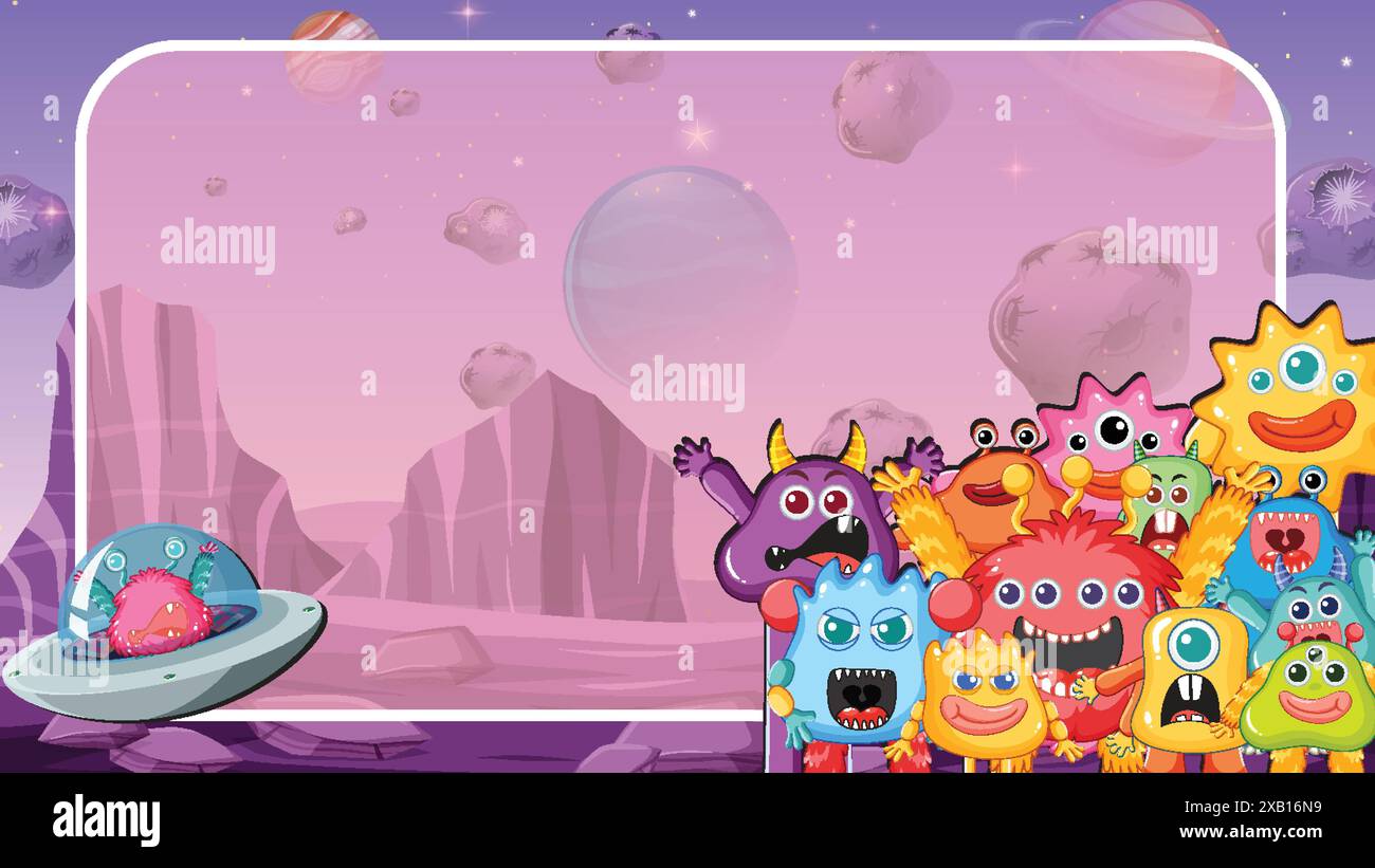 Group of cheerful aliens with spaceship Stock Vector Image & Art - Alamy