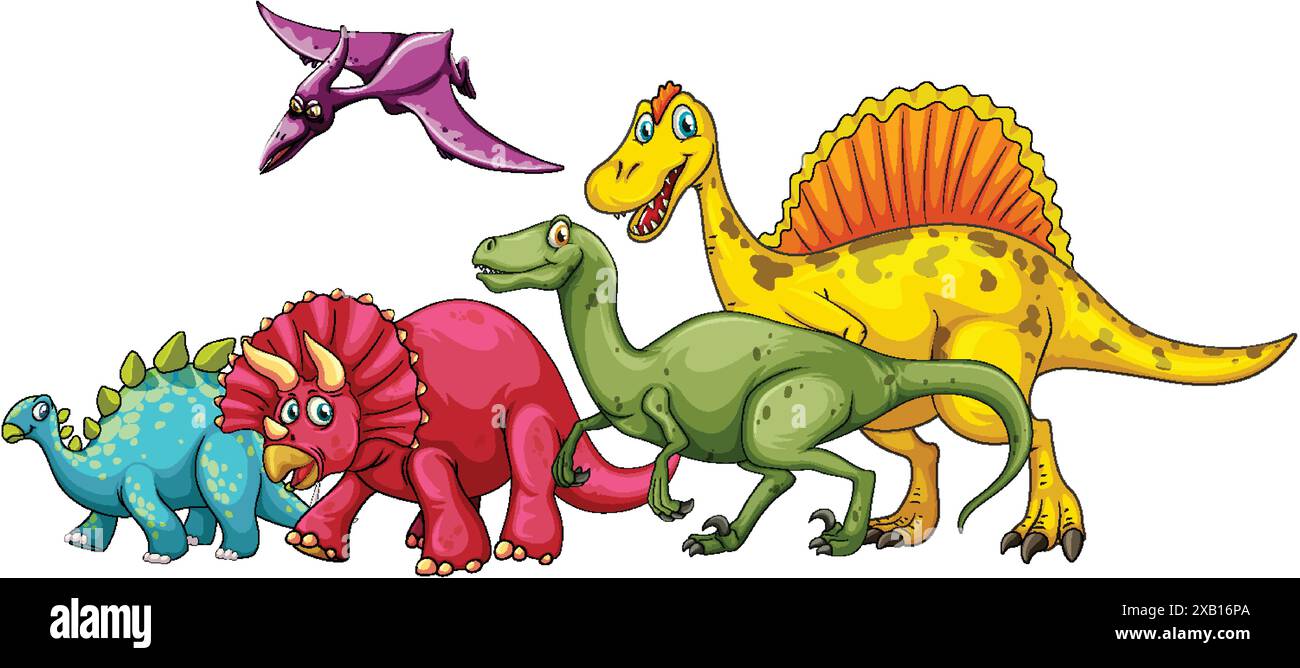 Five dinosaurs in a playful scene Stock Vector Image & Art - Alamy