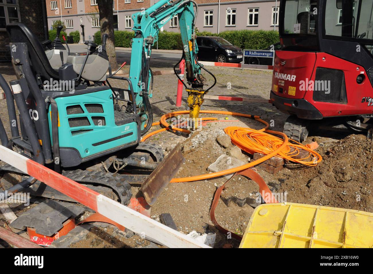 Copenhagen/ Denmark/09 JUNE 2024/ Wire construction work in Kastrup ...