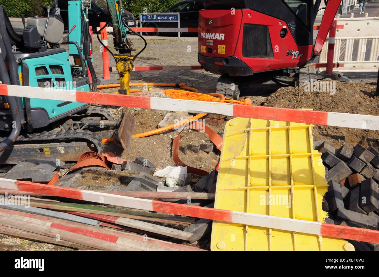 Copenhagen/ Denmark/09 JUNE 2024/ Wire construction work in Kastrup ...