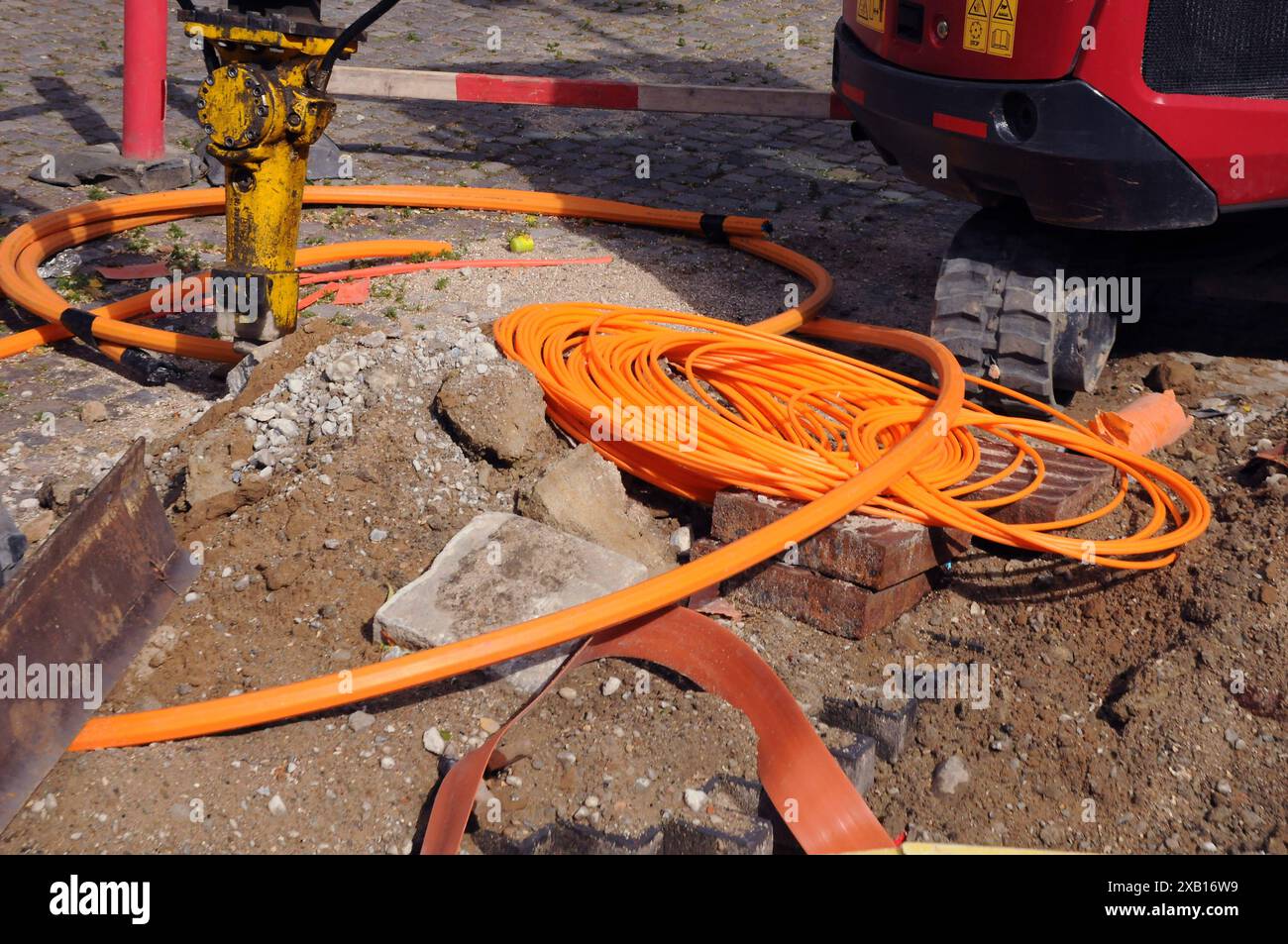 Copenhagen/ Denmark/09 JUNE 2024/ Wire construction work in Kastrup ...