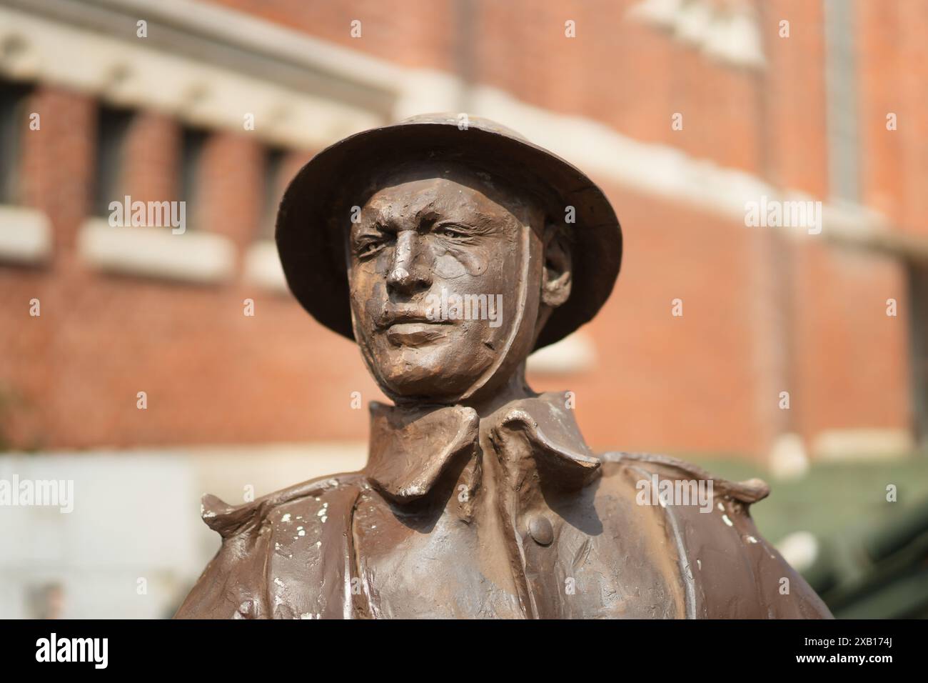 Statue of a British world war one soldier outside the Somme museum in ...