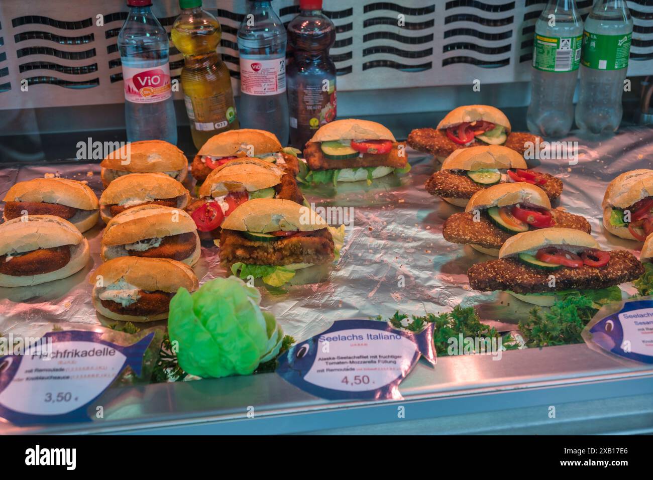 Hamburg, Germany - July 17, 2022: fish burger shop at famous Hamburg ...