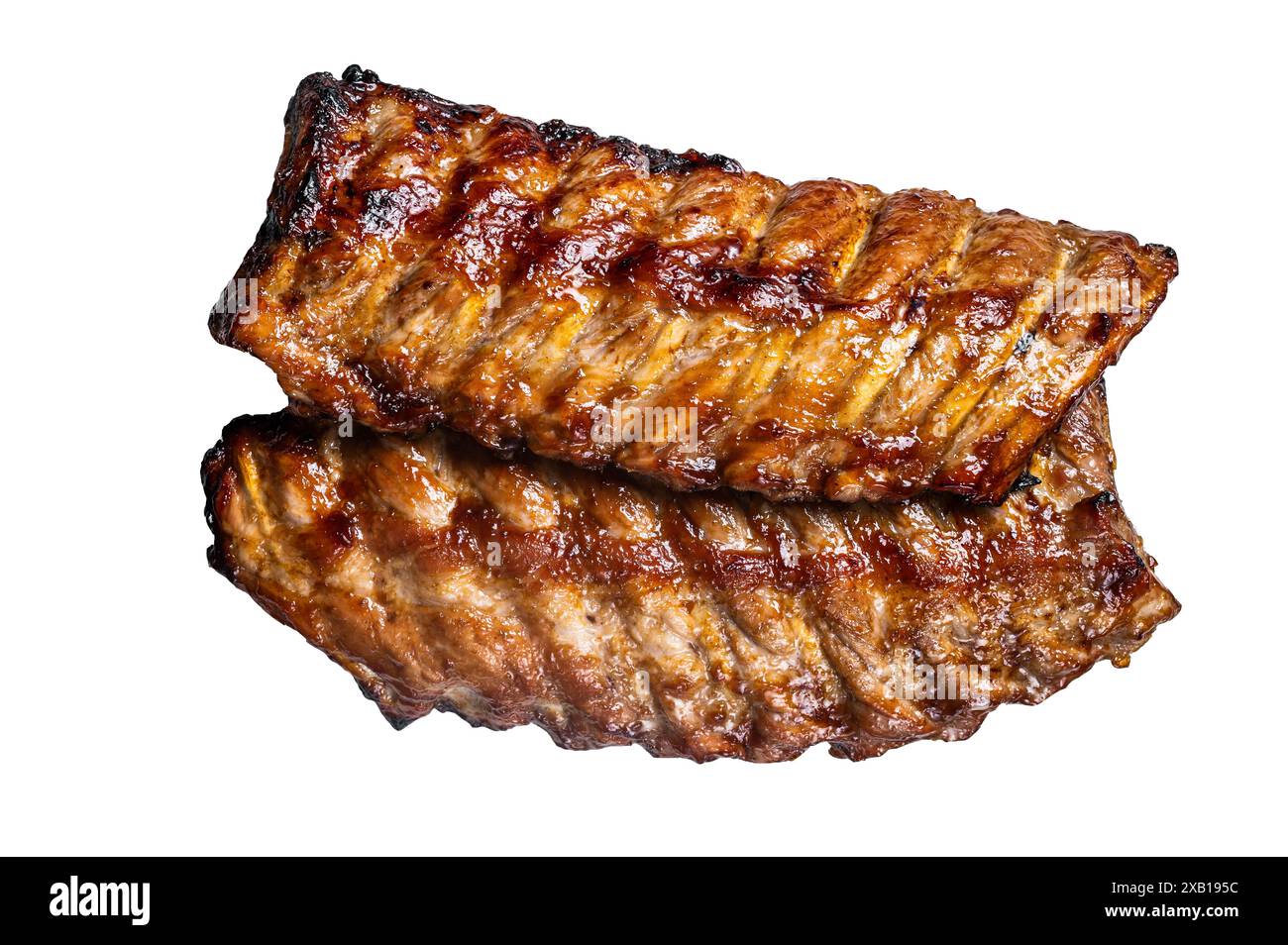 Barbecue grilled pork spare ribs. Isolated on white background Stock ...