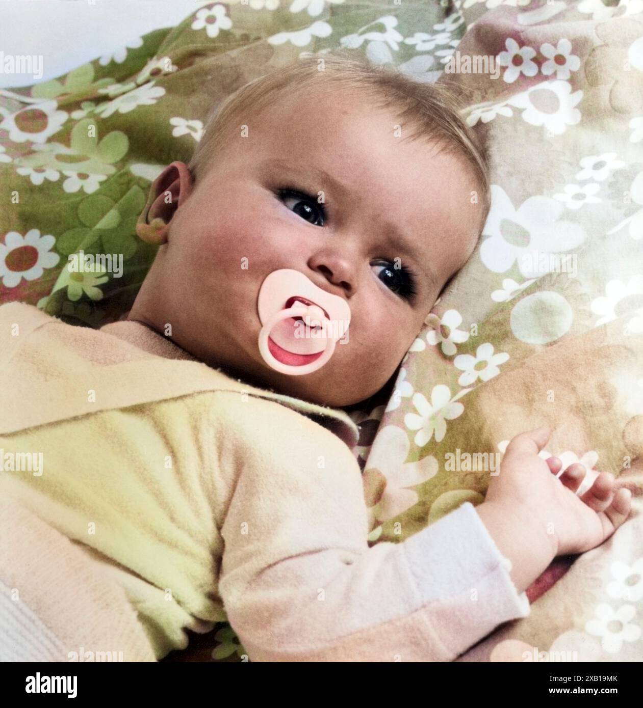 people, children, babies, baby with comforter, 20th century, 20th ...