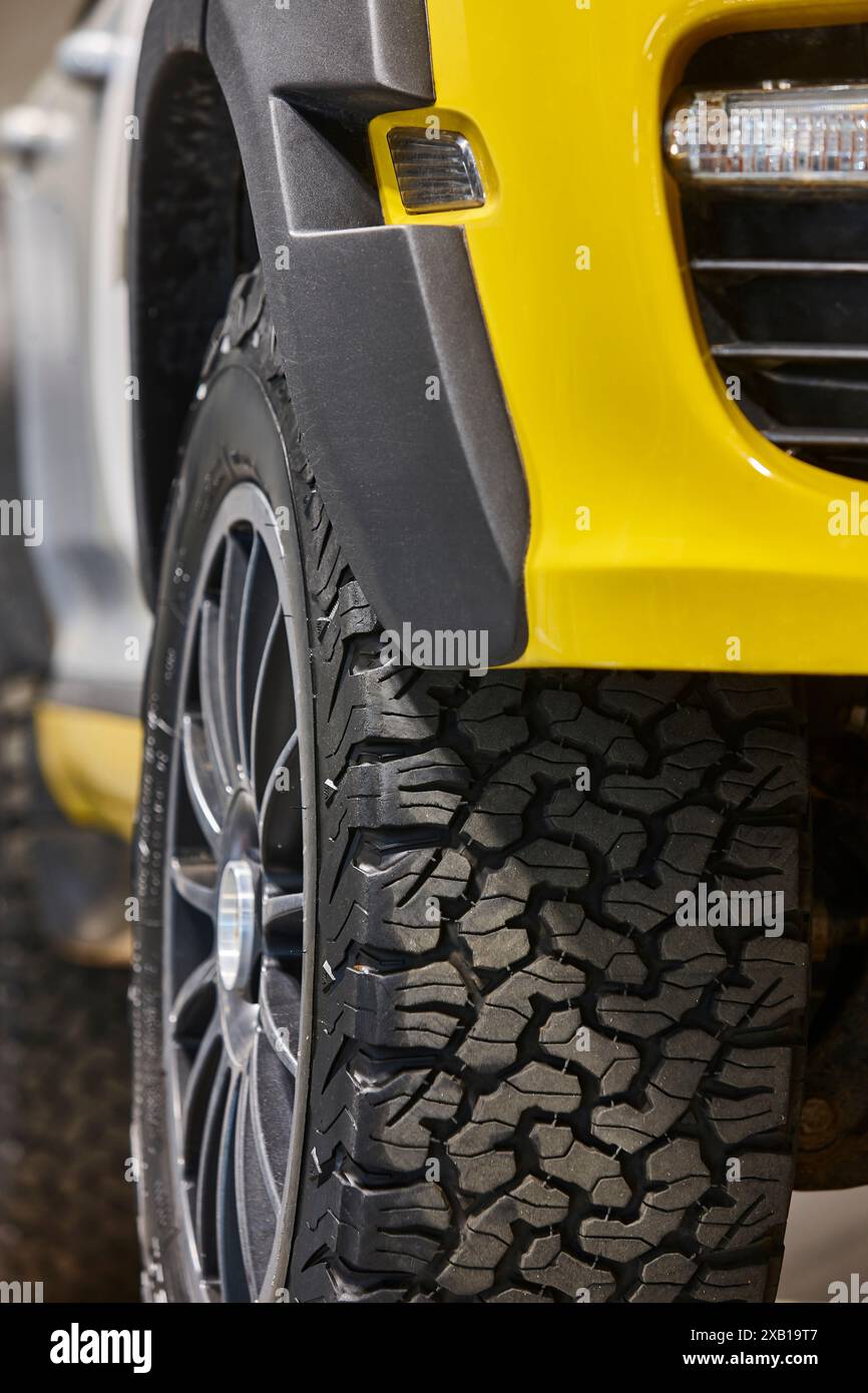 All terrain car tire detail. Off road driving. Transport Stock Photo ...