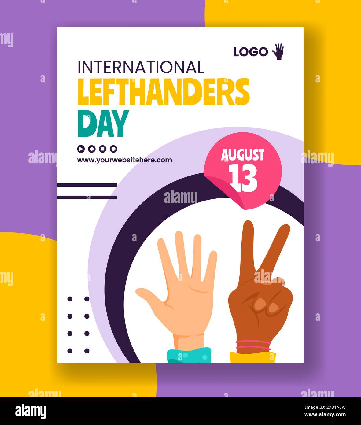 Left Handers Day Vertical Poster Flat Cartoon Hand Drawn Templates ...