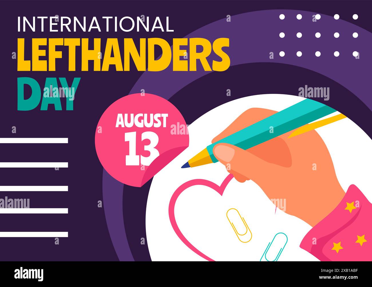 Left Handers Day Social Media Background Flat Cartoon Hand Drawn ...