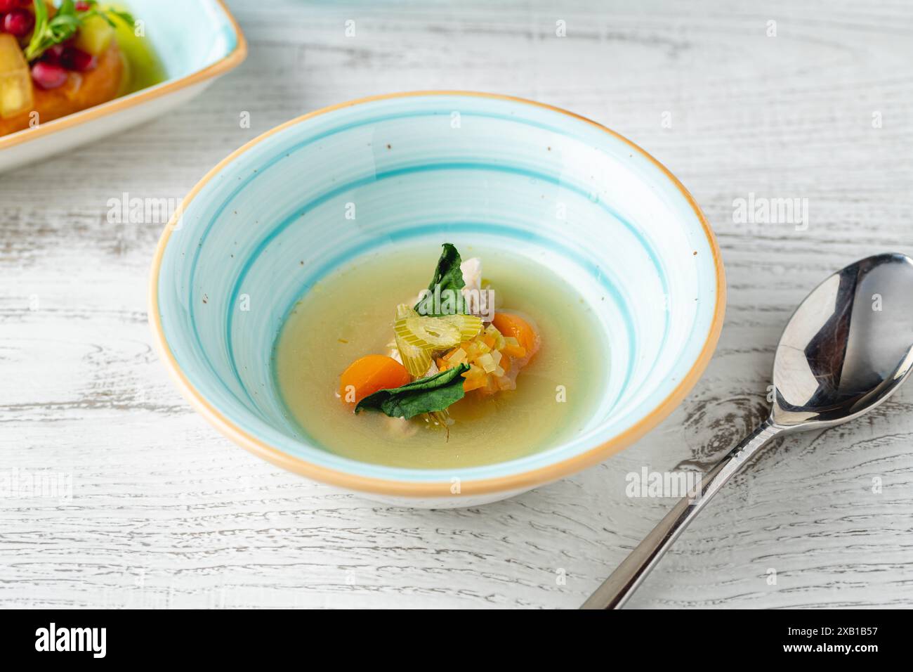 Vegetables fish soup on table hi-res stock photography and images - Alamy