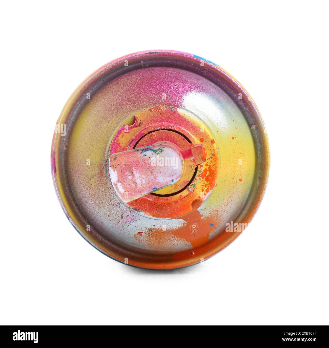 One can of bright spray paint isolated on white, top view Stock Photo ...