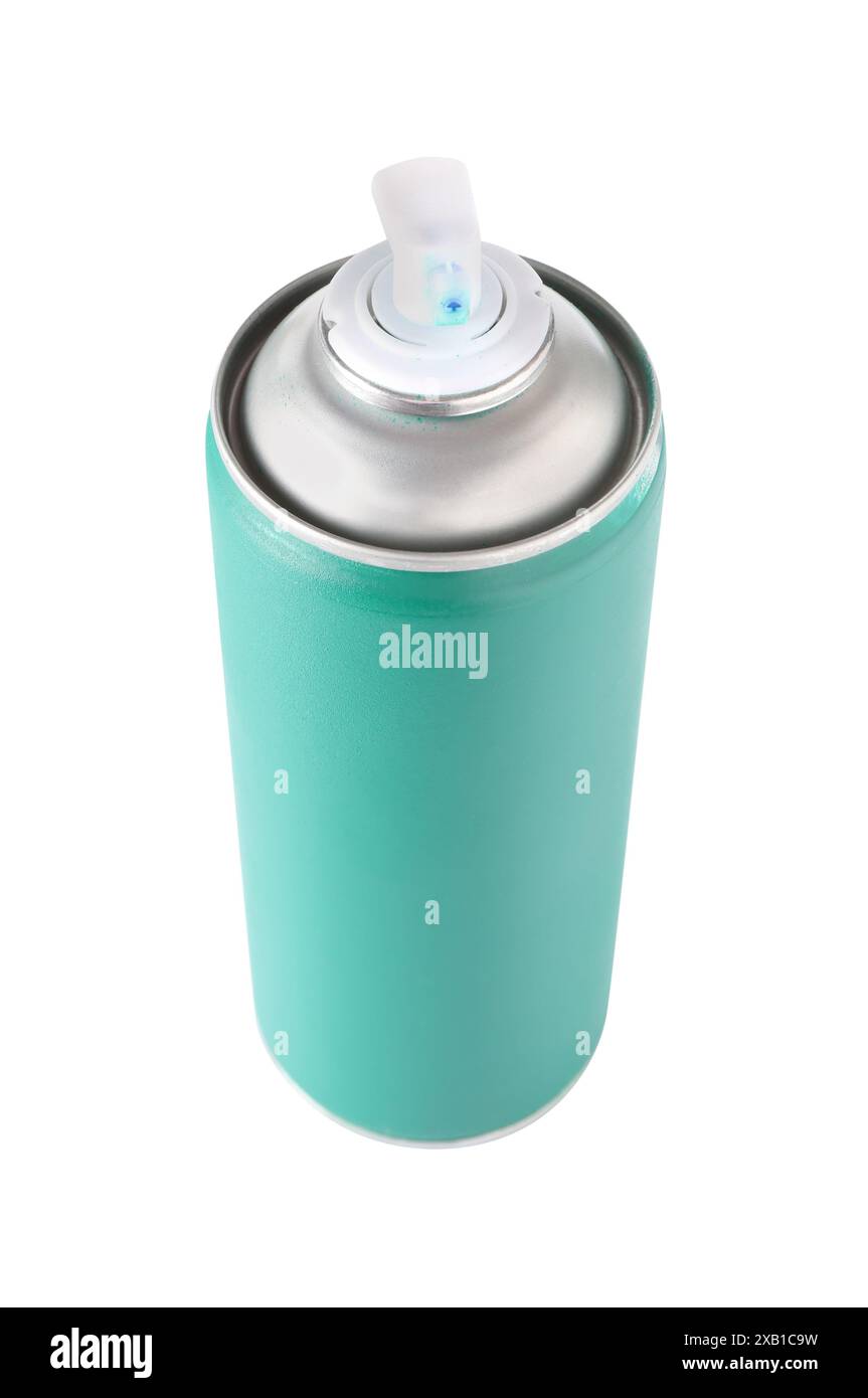 One green spray paint can isolated on white Stock Photo - Alamy