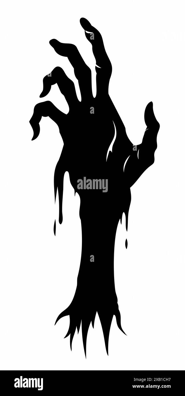 Black silhouette of creepy zombie hand isolated on a white background ...