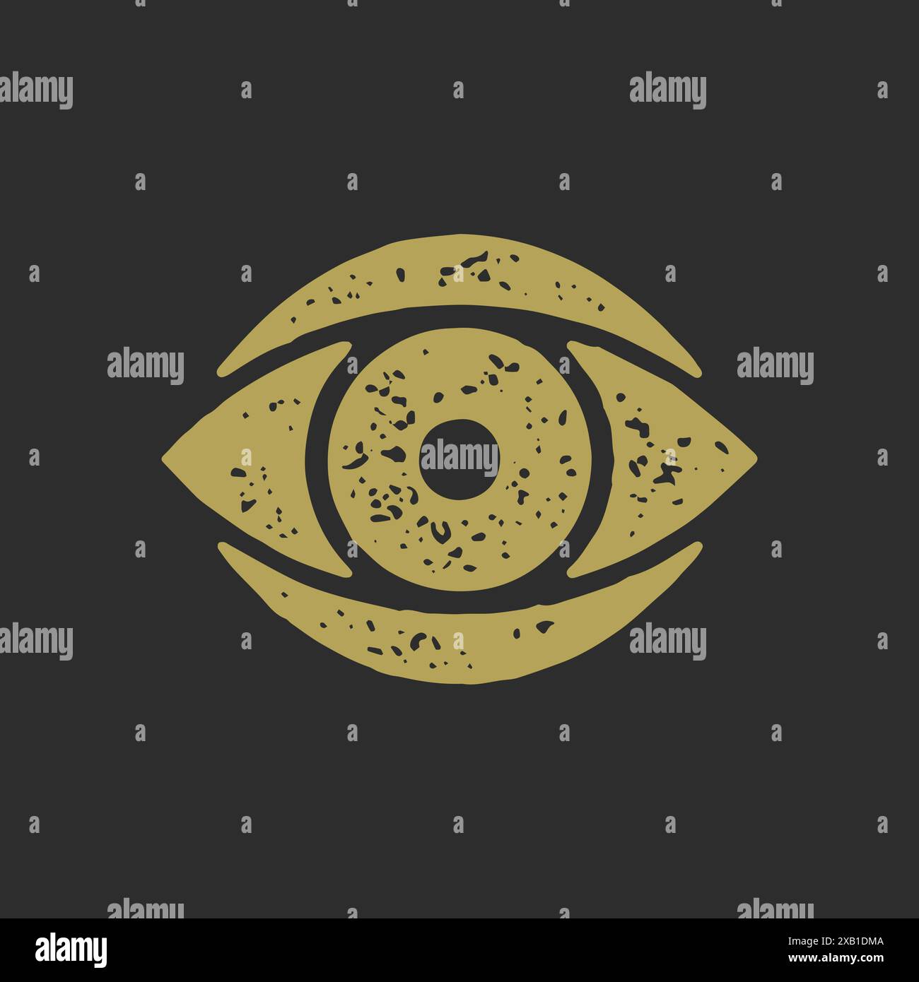 Golden hand drawn abstract eye with eyeball esoteric mythology symbol ...