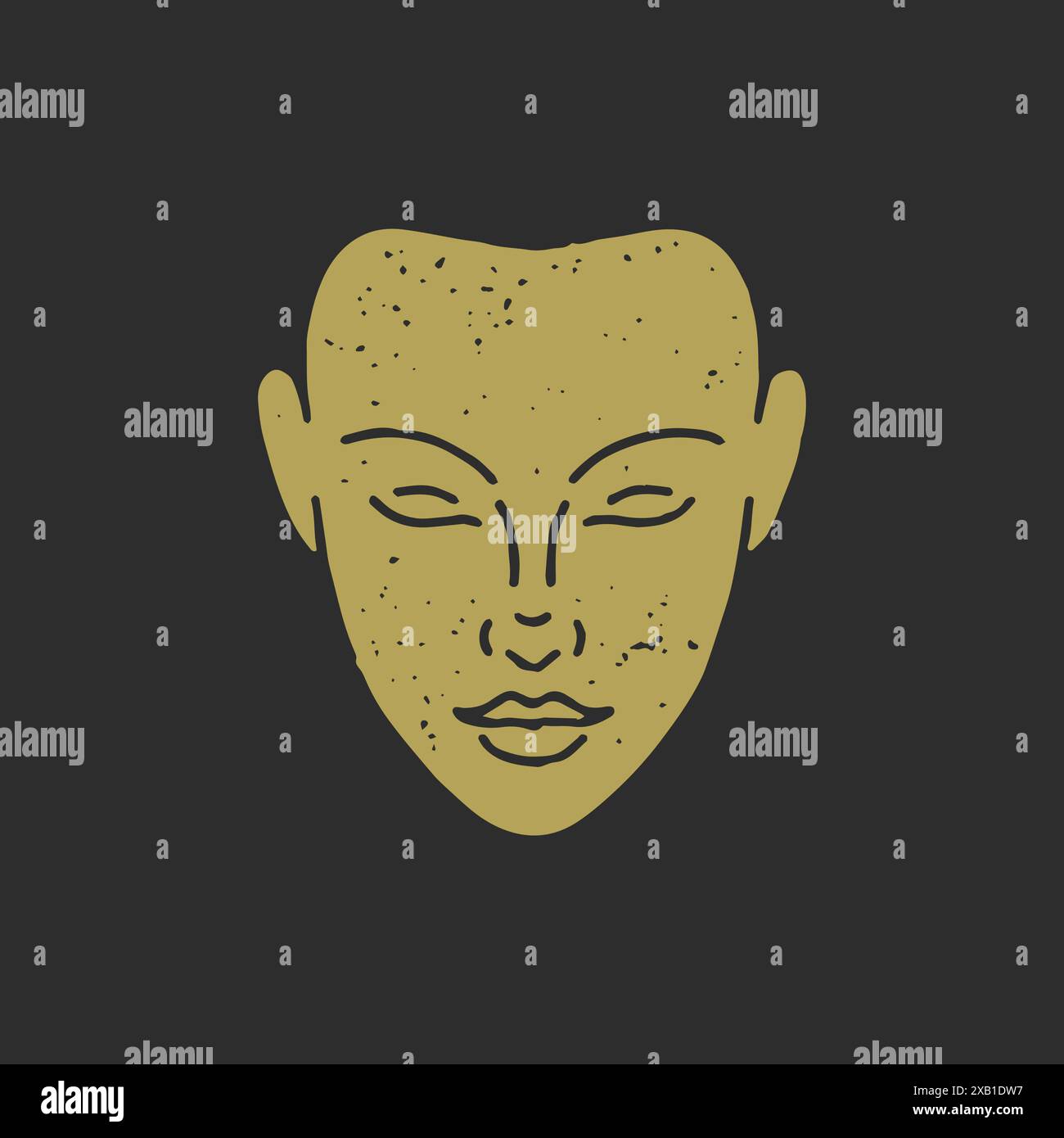 Beautiful human face with closed eyes minimalist decorative design ...