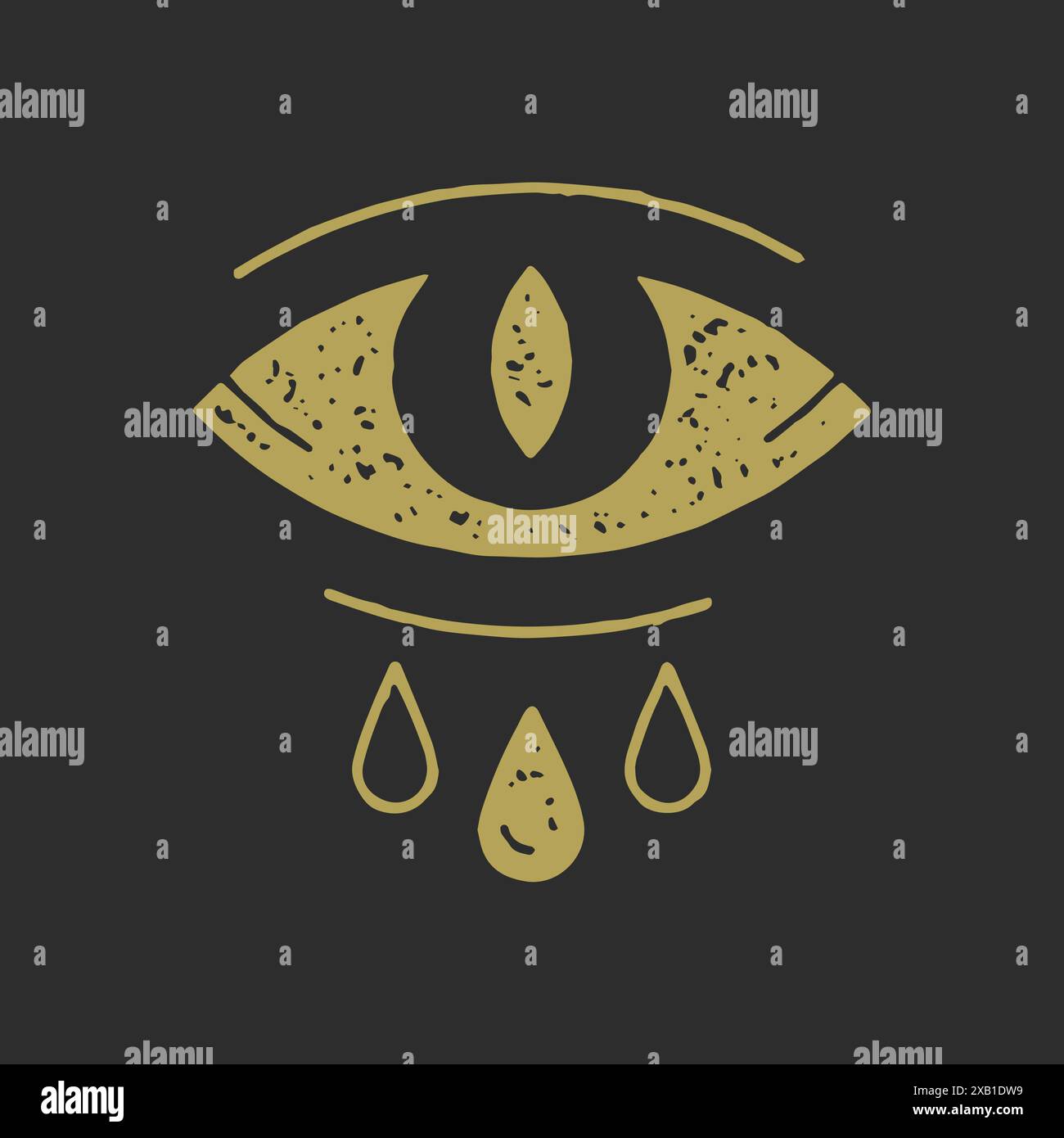 Mystic esoteric crying eye with drops tears golden antique grunge ...