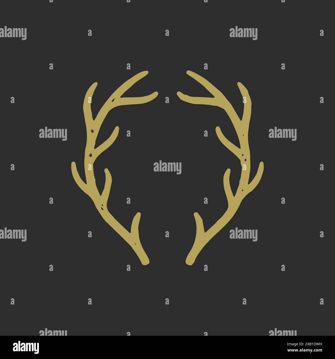 Magic natural horns golden hand drawn outline grunge texture vector ...